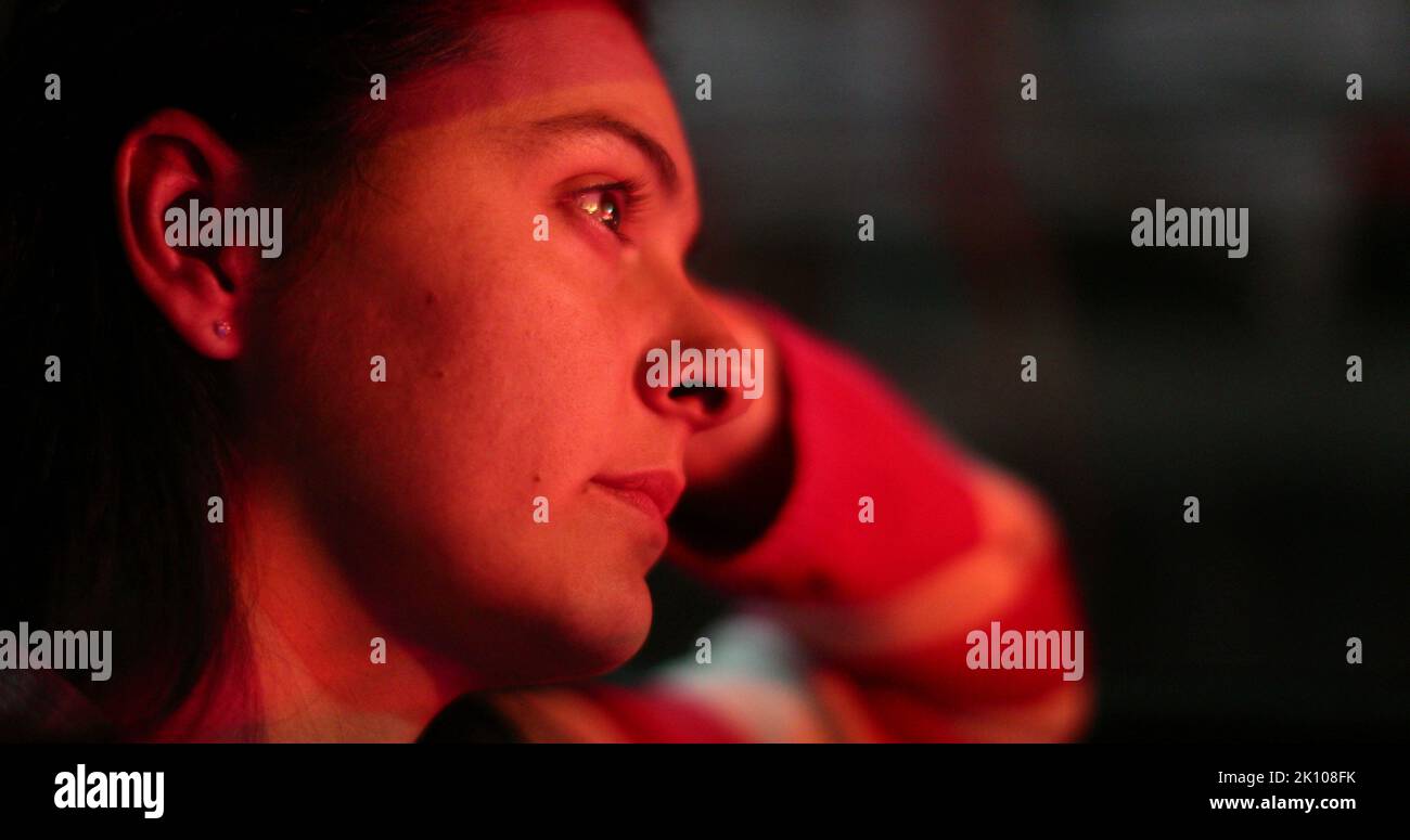 Female driver stopped in red light. Woman driving waiting at stop sign ...