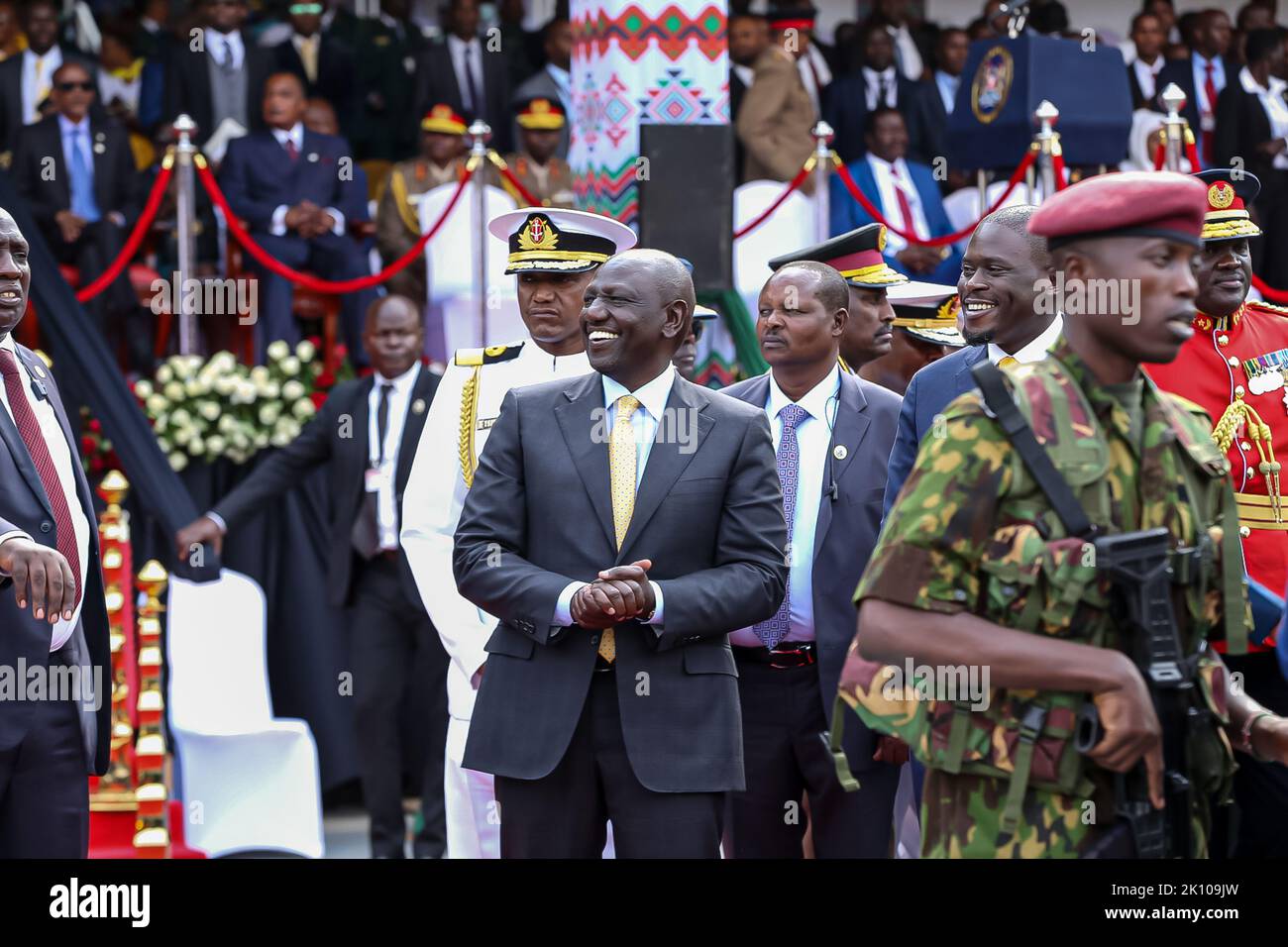The 5th President of the Republic of Kenya Dr. William Ruto (C) waits to be taken round the ...
