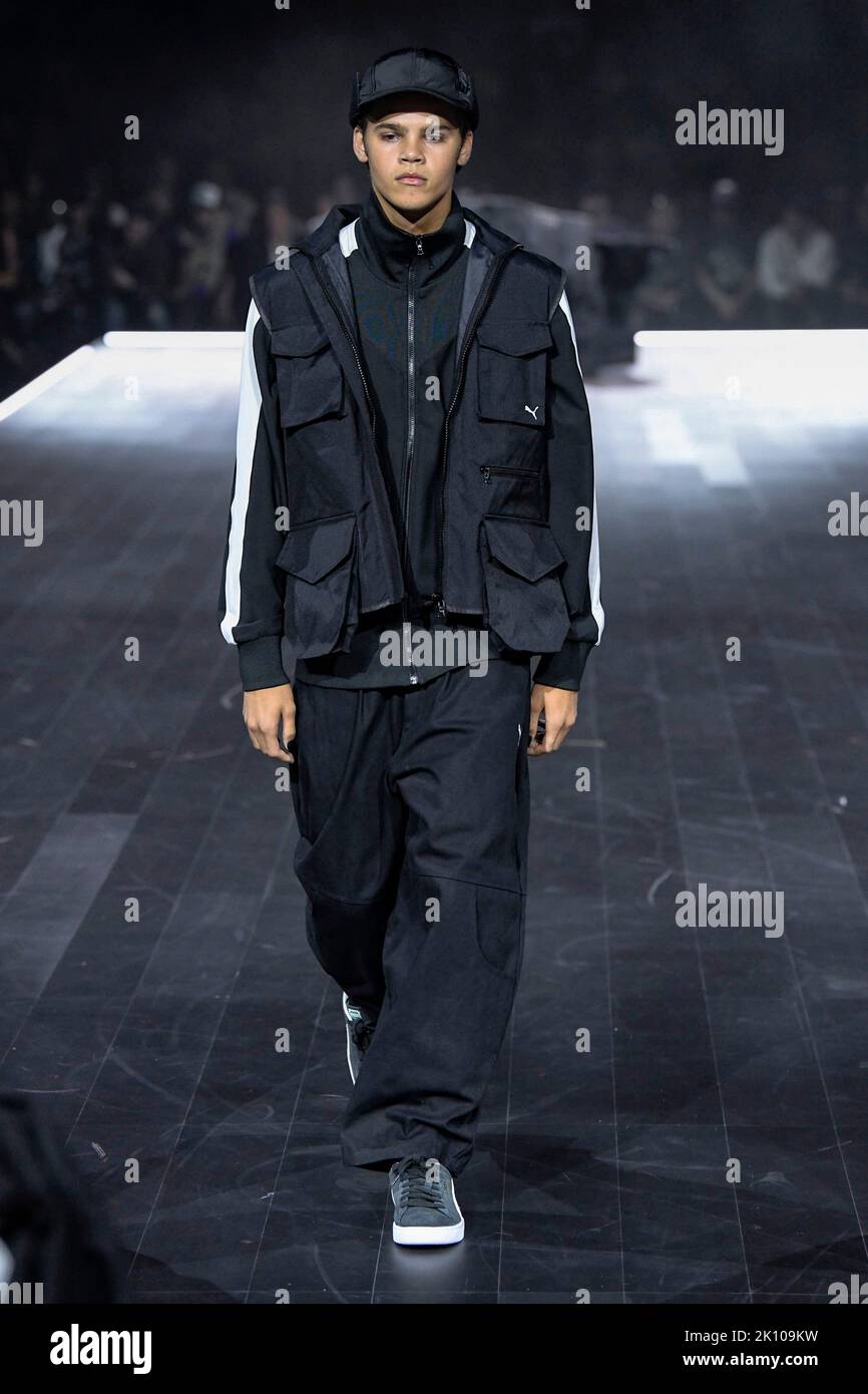 A model walks on the runway at the Puma fashion show during the Spring ...