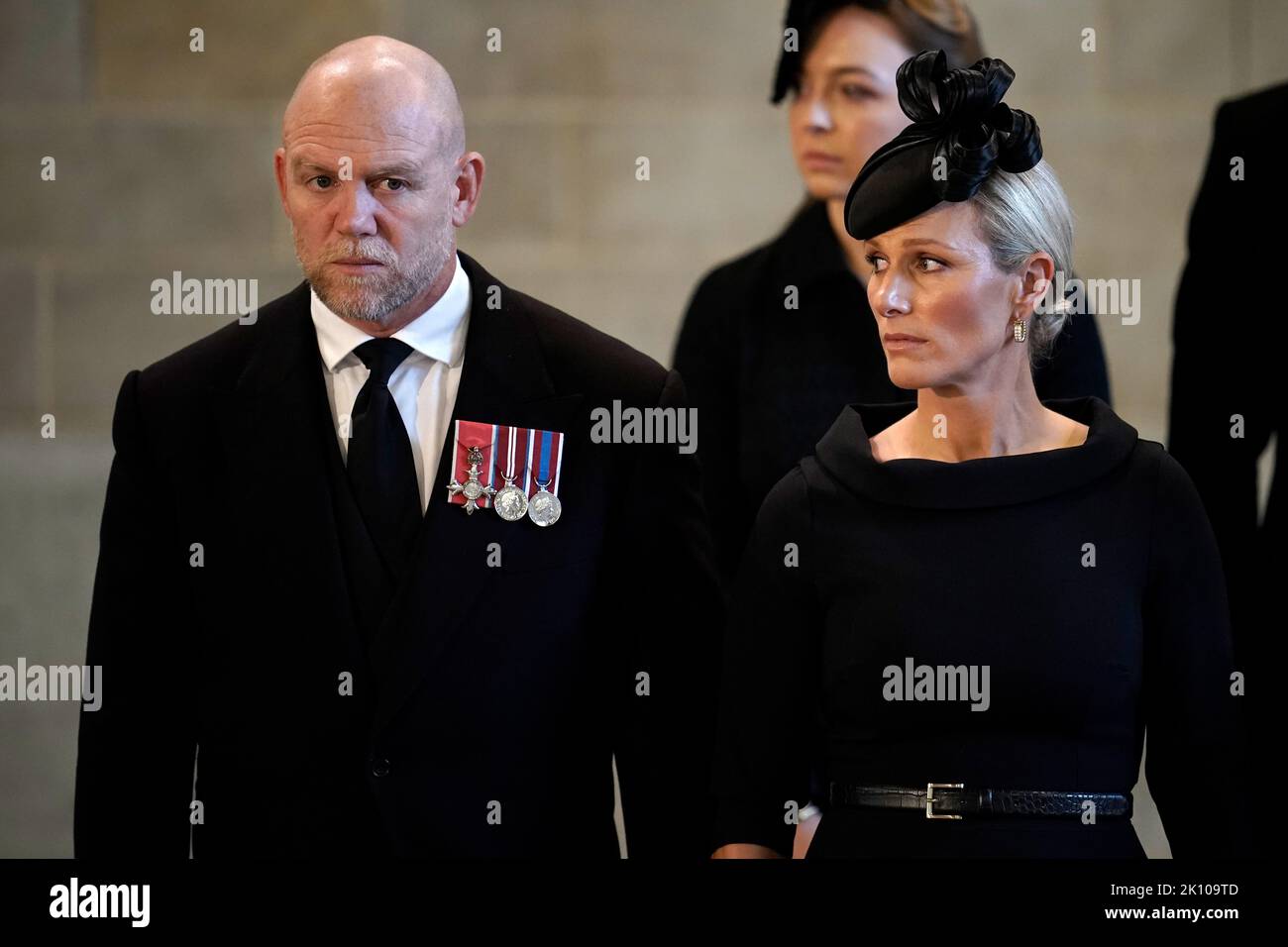 Zara Tindall and Mike Tindall pay their respects after the service and ...