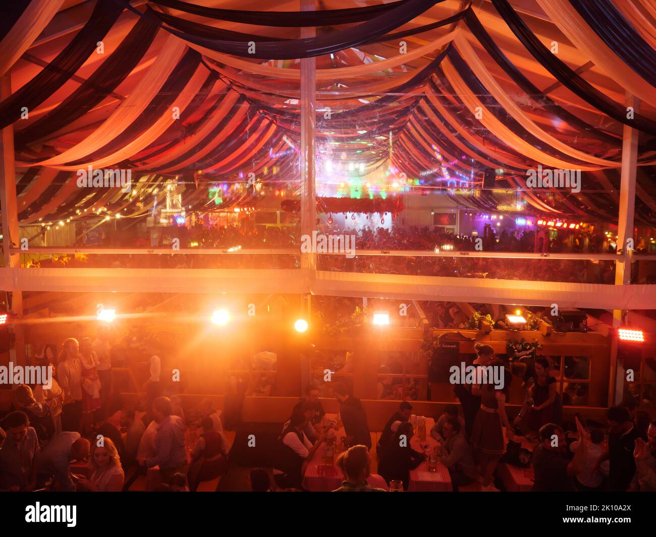 View into a Bavarian beer tent party at the Dult in Regensburg Stock ...