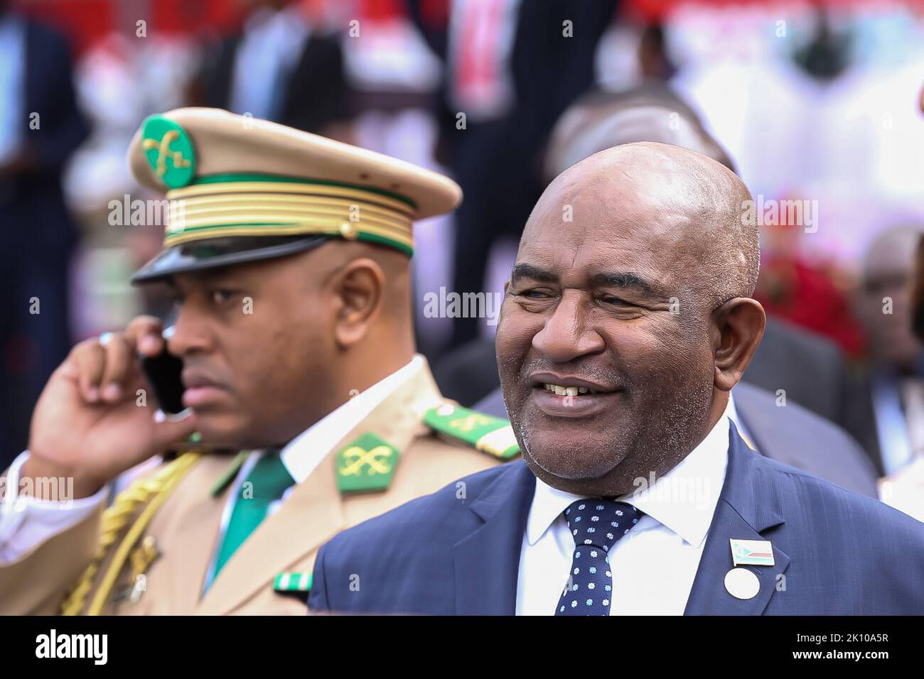 The President of Comoros Azali Assoumani (R), one of the guests during the inauguration of the ...