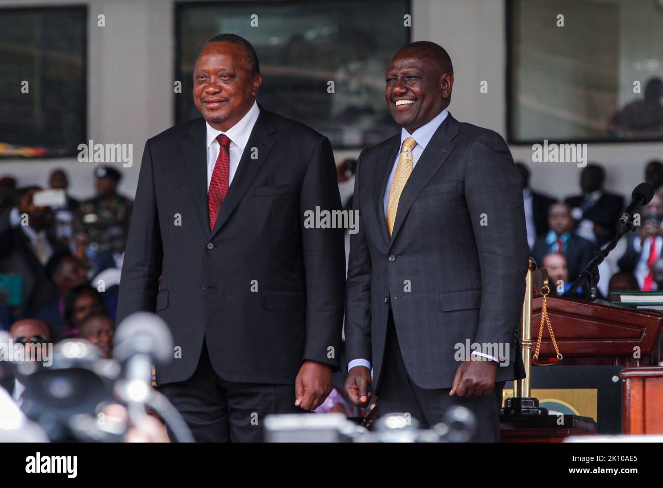 The 5th President of the Republic of Kenya Dr. William Ruto (R) take a photo with the former ...