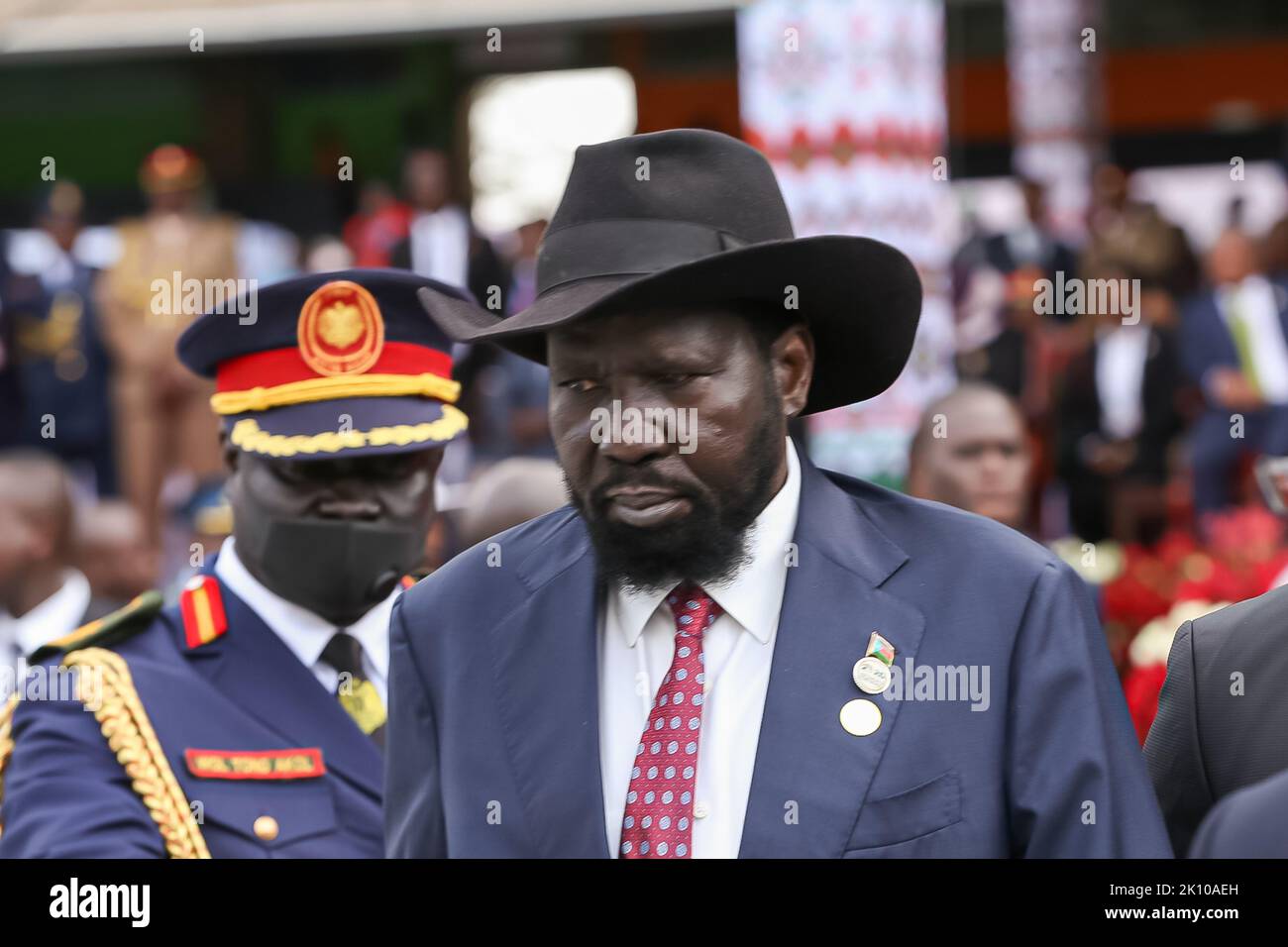 The President of Southern Sudan Salva Kiir Mayardit (C), one of the ...