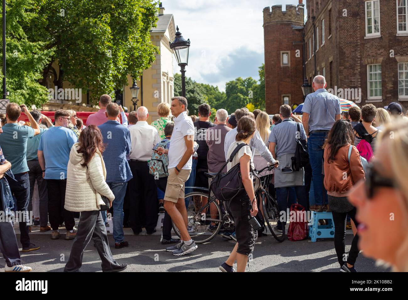 LONDON - September 14 2022: Crowd at the Queen Elizabeth procession ...