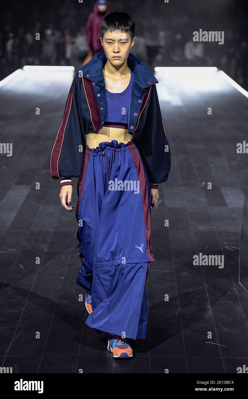 A model walks on the runway at the Puma fashion show during the Spring ...