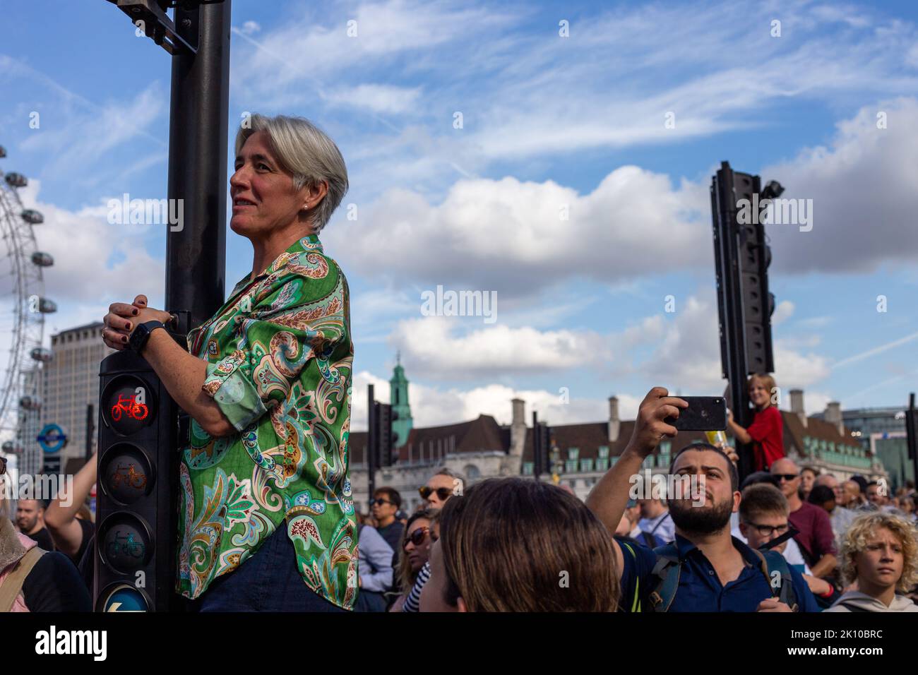LONDON - September 14 2022: Crowd at the Queen Elizabeth procession ...