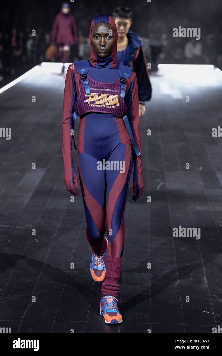 A model walks on the runway at the Puma fashion show during the Spring ...