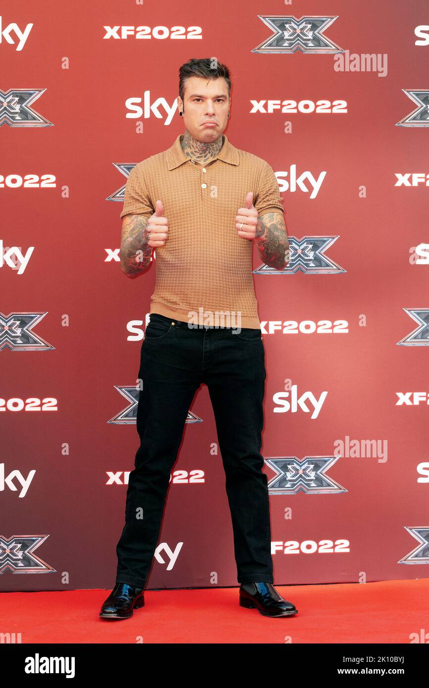 MILAN, ITALY - SEP 13, 2022 : Singer Fedez attends the press conference ...