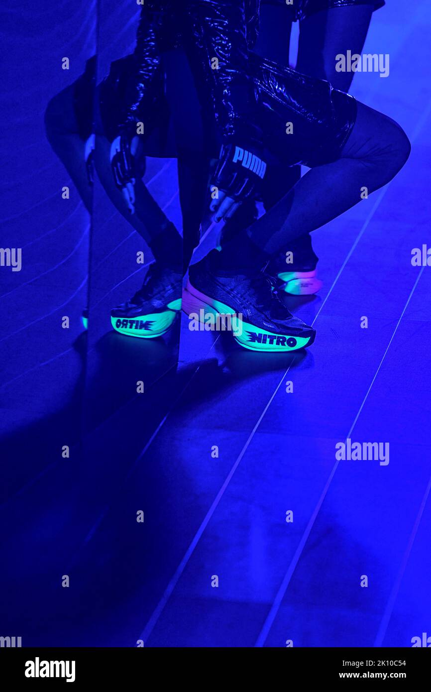 A model walks on the runway at the Puma fashion show during the Spring ...