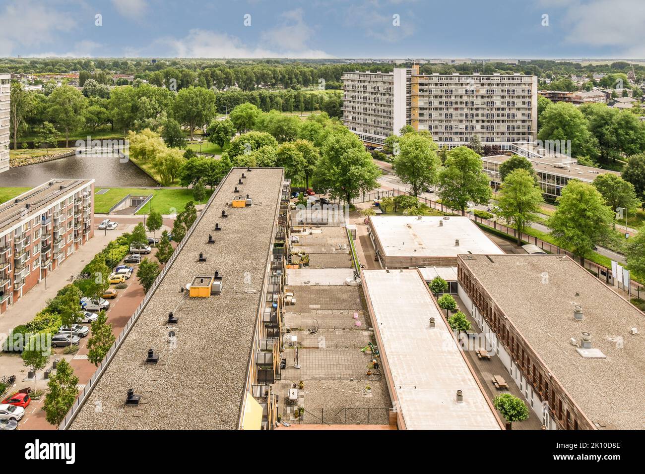 Panoramic view of high rise buildings and trees from height Stock Photo ...