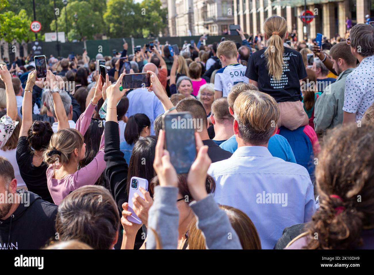 LONDON - September 14 2022: Crowd at the Queen Elizabeth procession ...