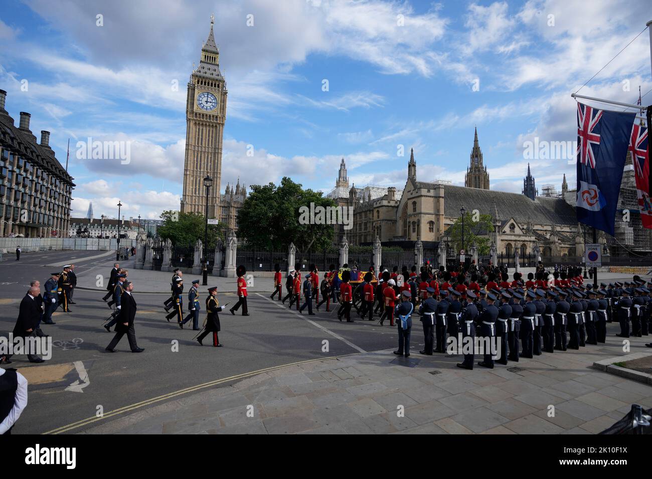 Members of the royal family during the procession as the coffin of ...