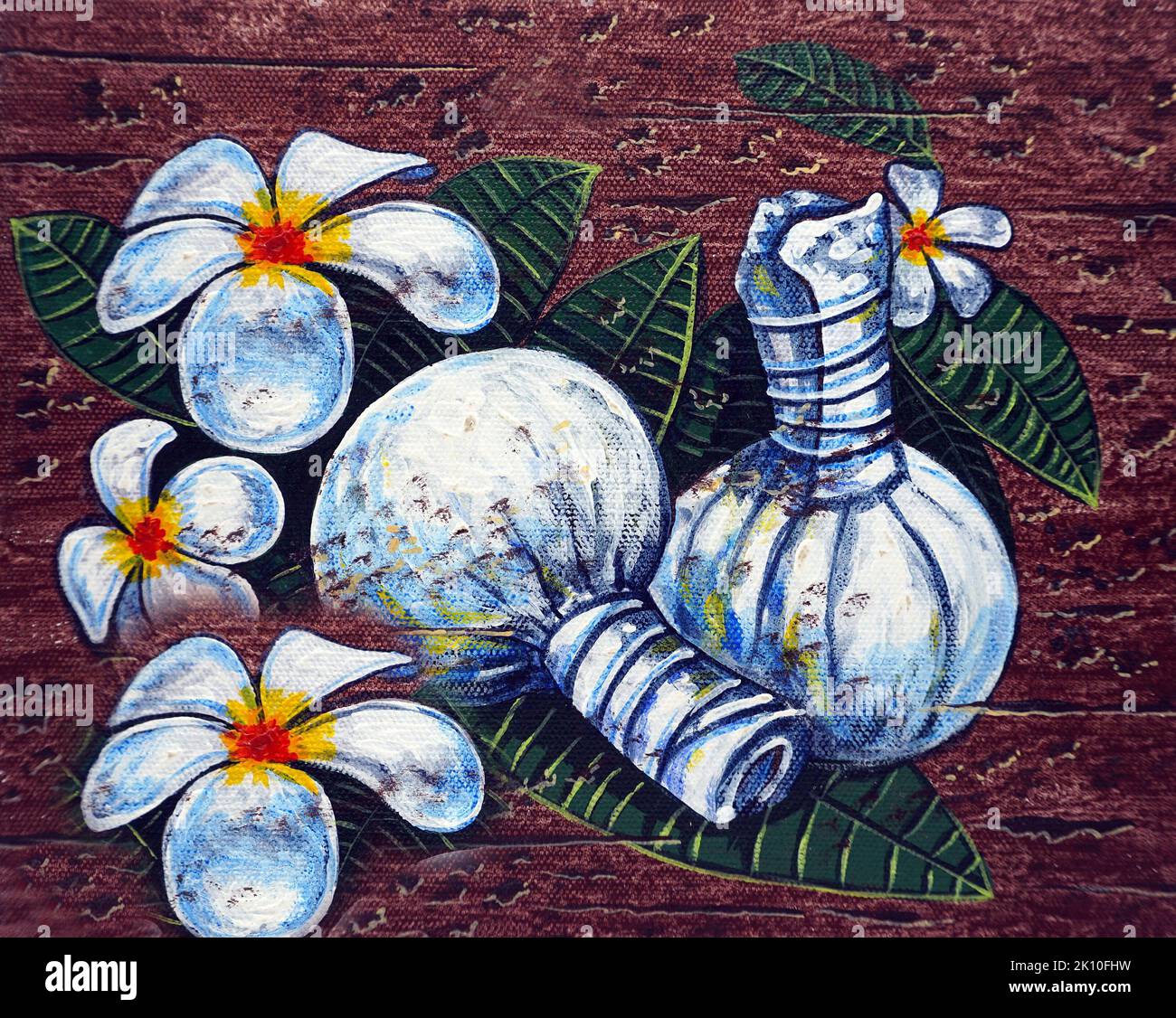 compress , Art painting Oil color frangipani flowers Spa Massage From ...