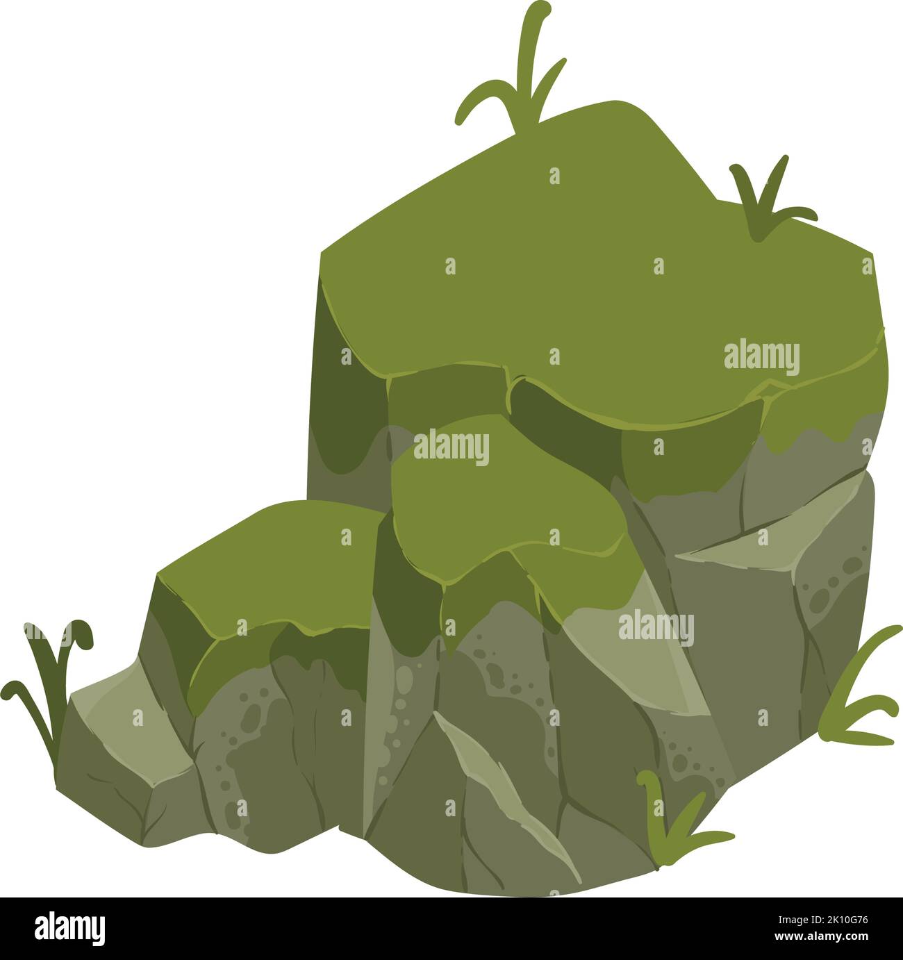 Boulder with green plant Stock Vector Images - Alamy