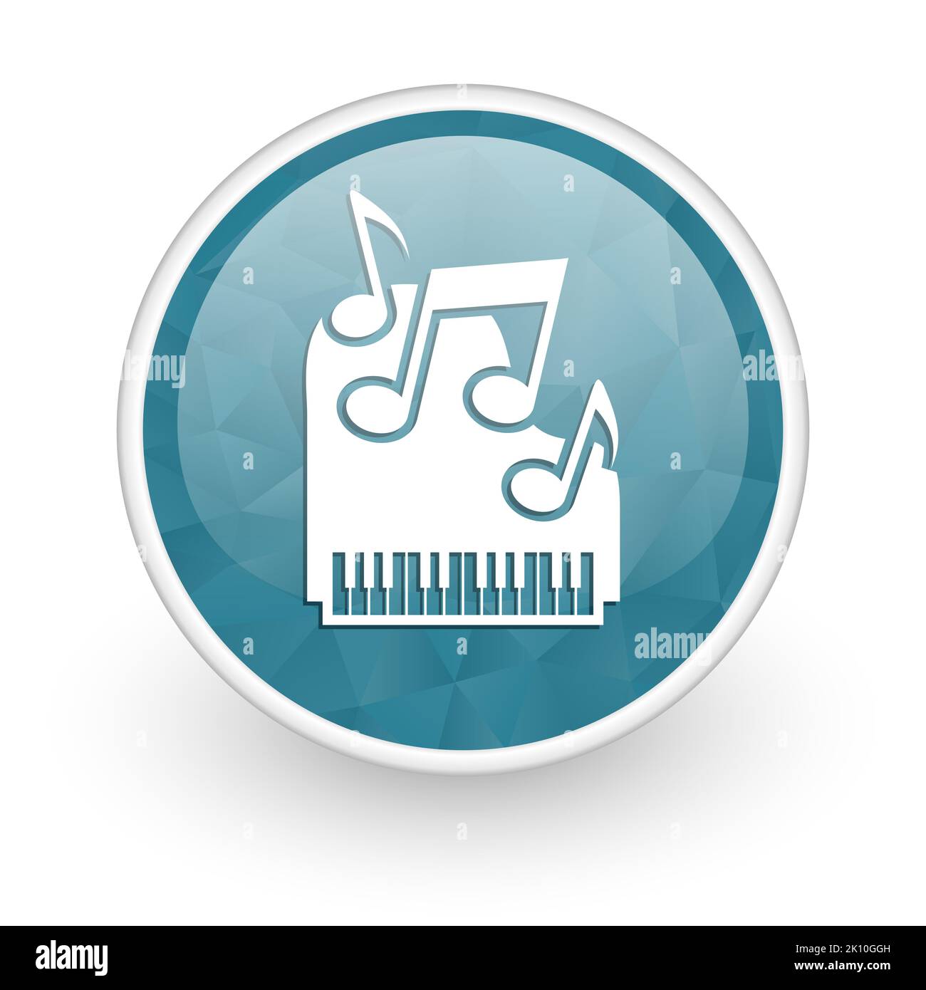 Music concept, piano blue web buton, glossy icon isolated on white ...