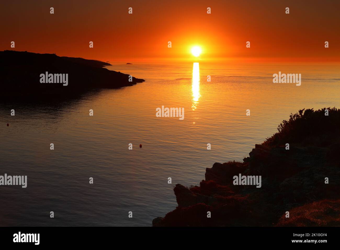 Beautiful Orange Sunset over Amlwych from Point Lynas. Anglesey, North ...