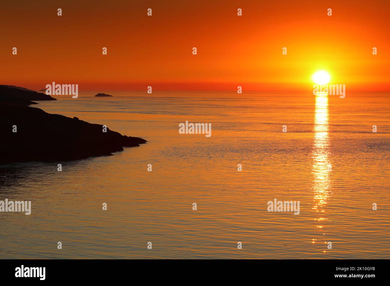 Beautiful Orange Sunset over Amlwych from Point Lynas. Anglesey, North ...