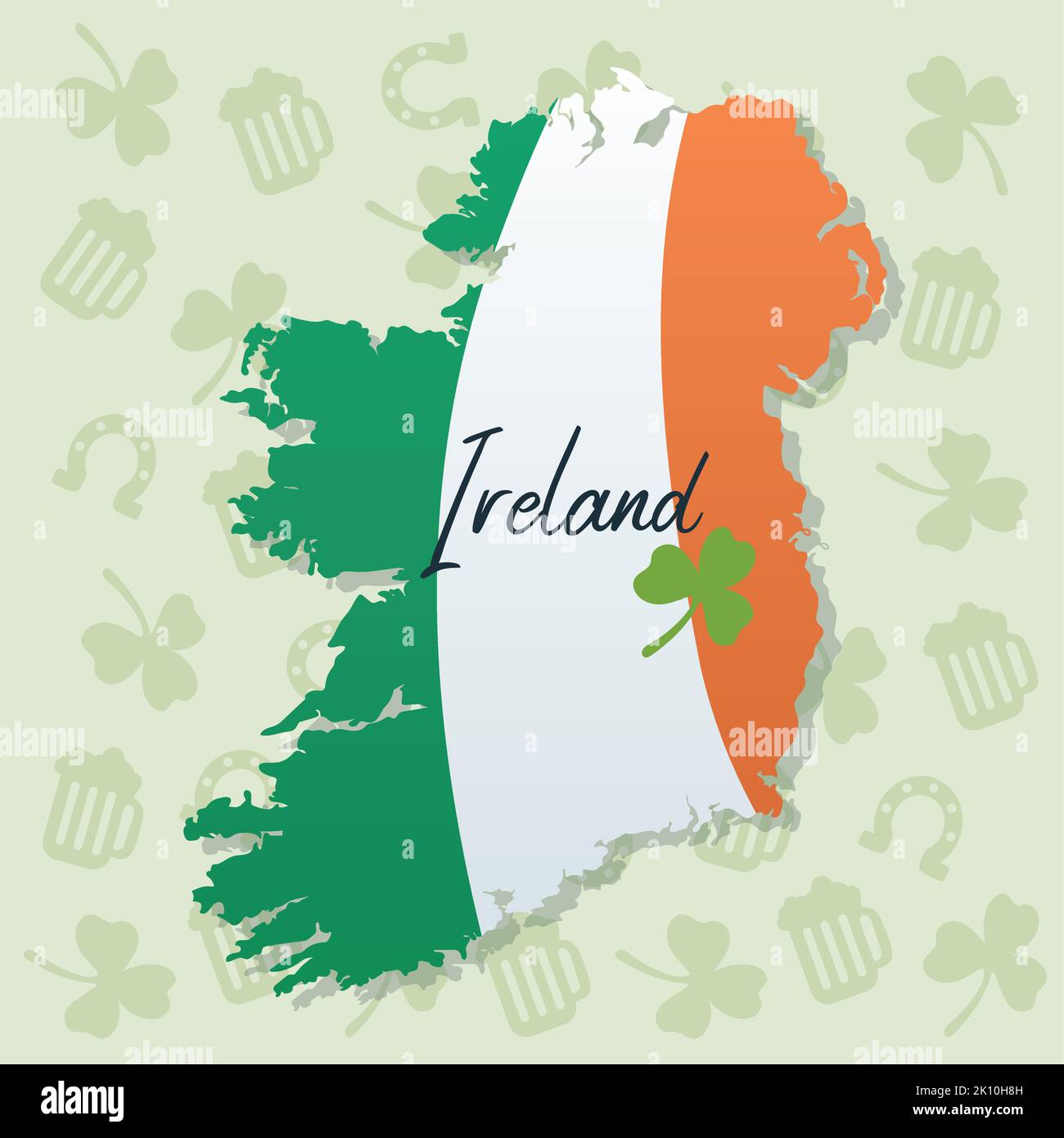 Isolated map of ireland with different traditional icons on background ...