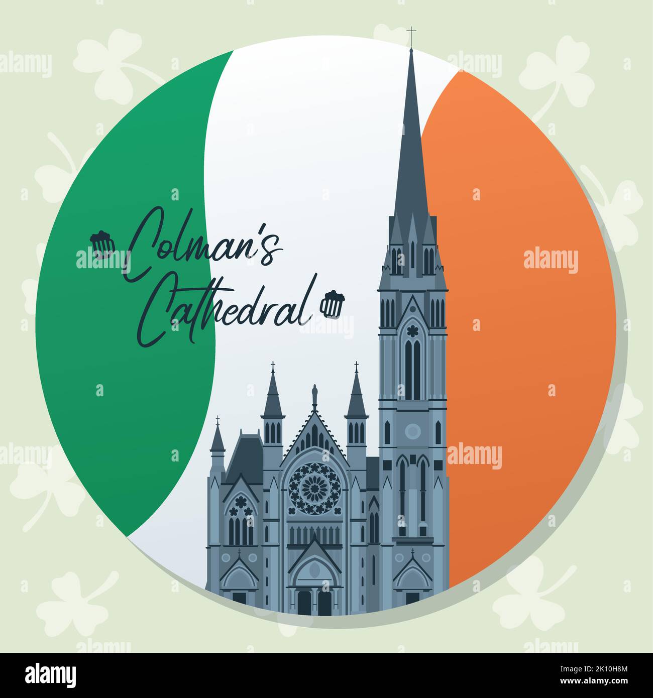 Colored irish sticker with colman cathedral landmark Vector Stock ... Colored irish sticker with colman cathedral landmark Vector Stock ...