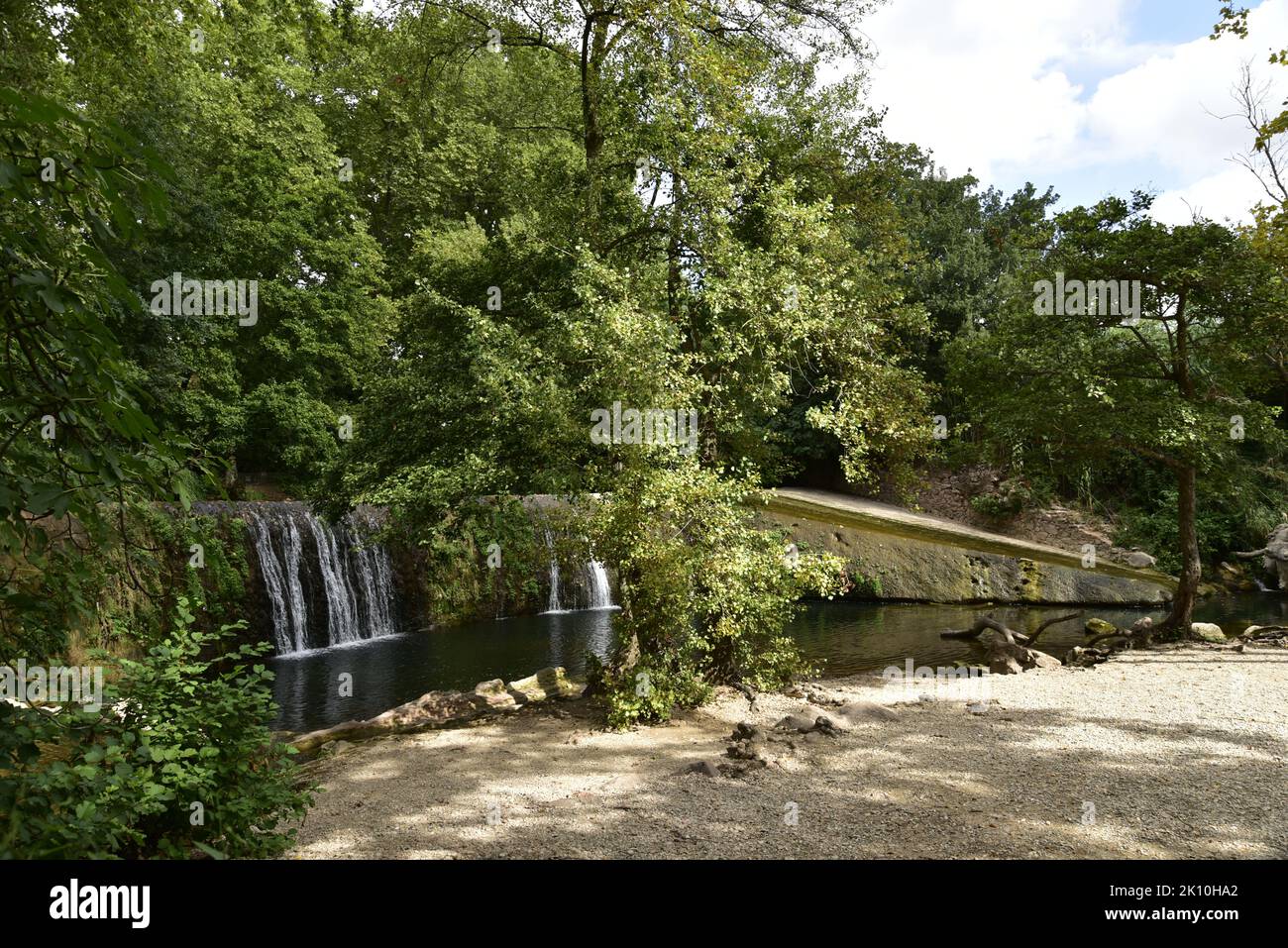 Waterfall on the Gapeau river at the estate wine La castille Var ...