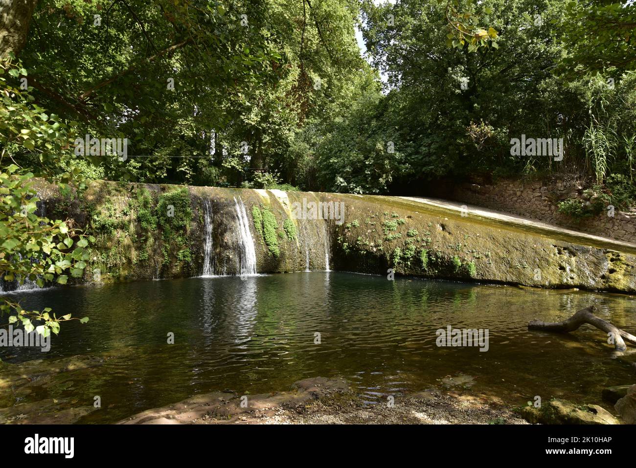 Waterfall on the Gapeau river at the estate wine La castille Var ...