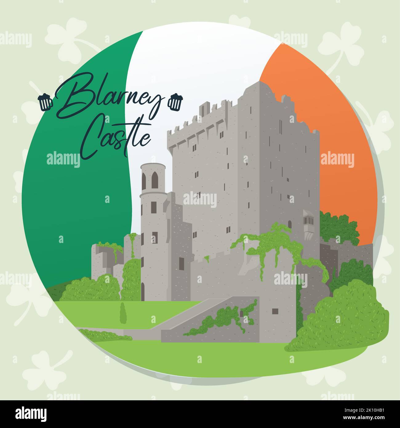 Colored irish sticker with blarney castle landmark Vector Stock Vector ...
