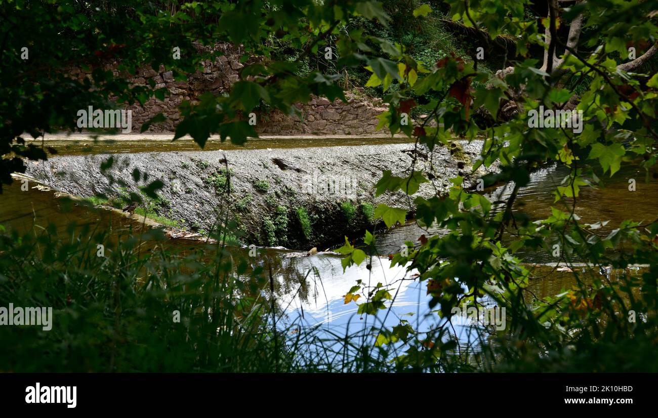 Waterfall on the Gapeau river at the estate wine La castille Var ...