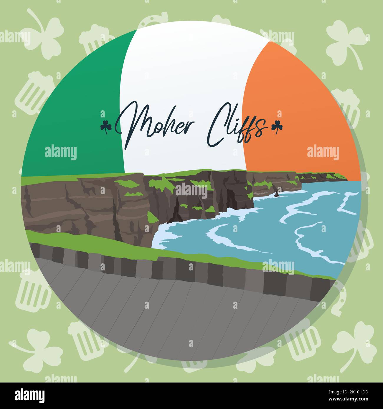 Colored irish sticker with moher cliff landmark Vector Stock Vector ...