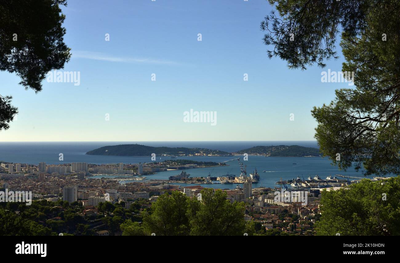 The harbor of Toulon from the Faron track Var in Provence Stock Photo ...