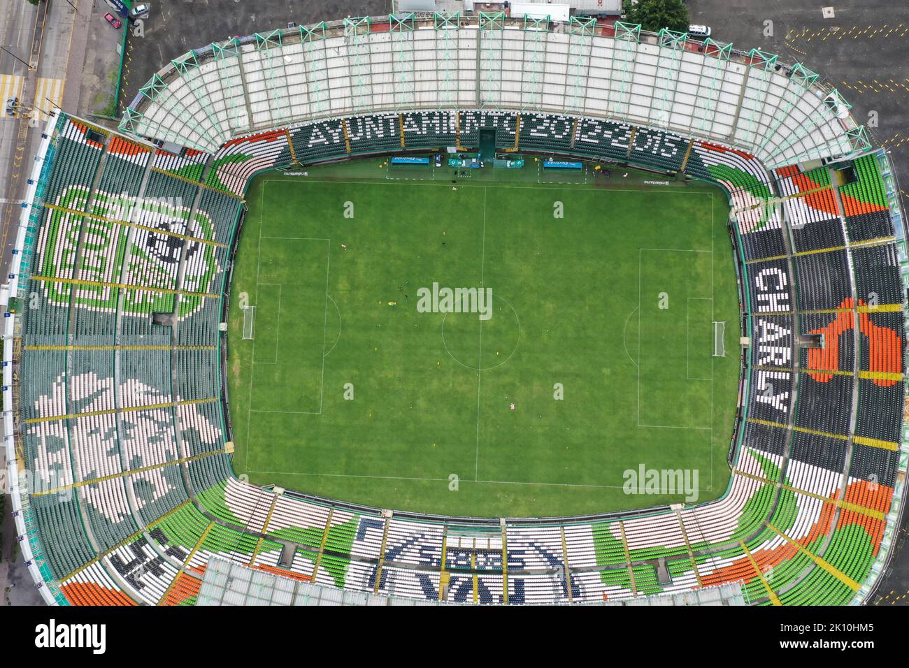 Club León soccer stadium, aerial view of the city of León in the state ...