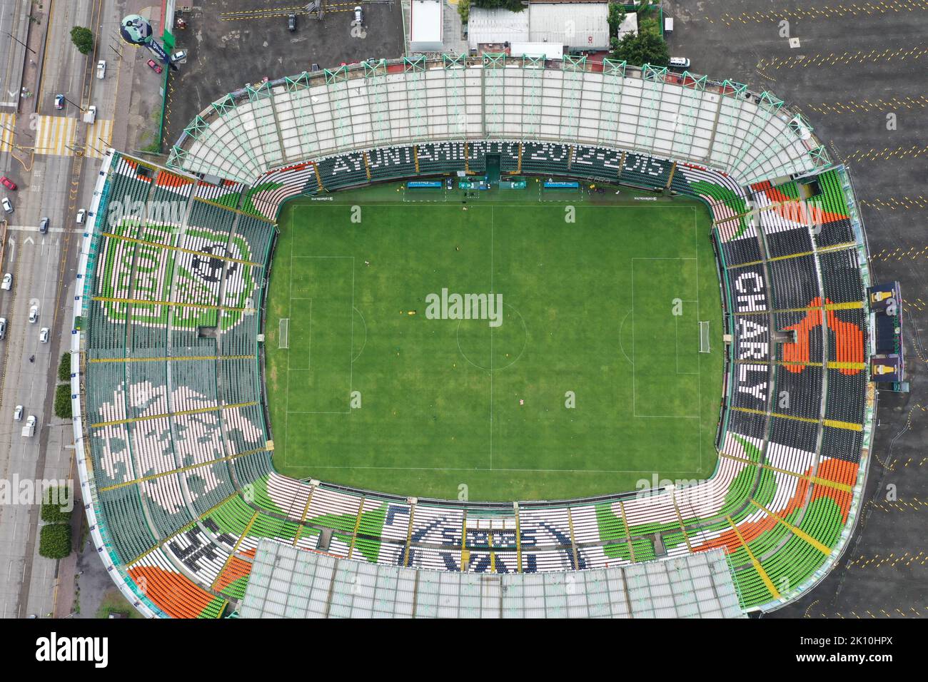 Club León soccer stadium, aerial view of the city of León in the state ...