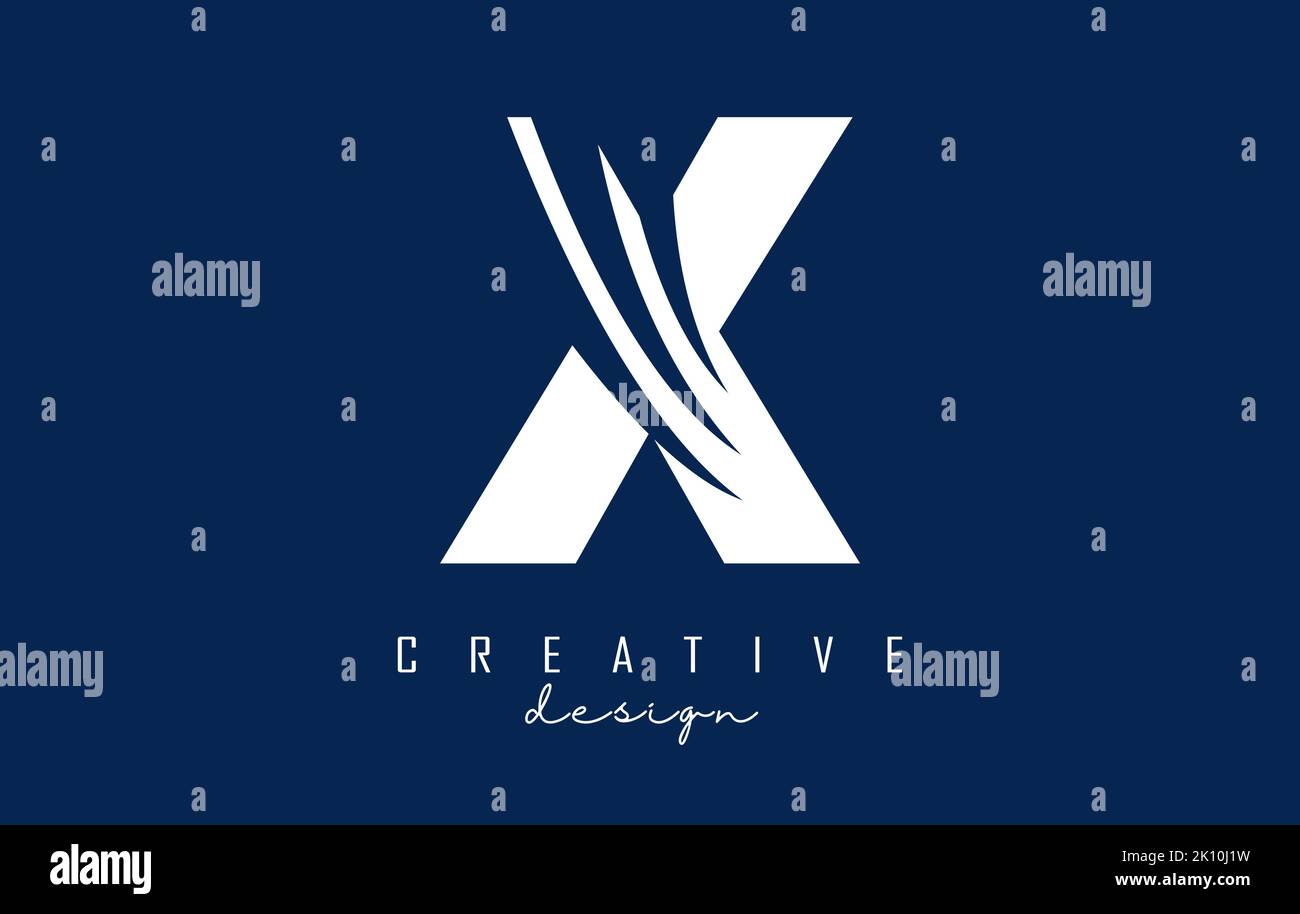 White letter X logo with leading lines and negative space design ...