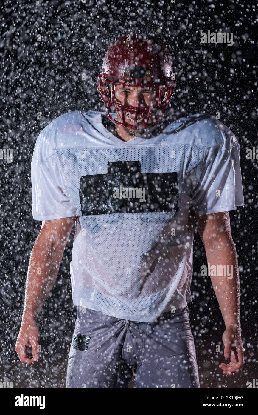 American Football Field: Lonely Athlete Warrior Standing on a Field ...