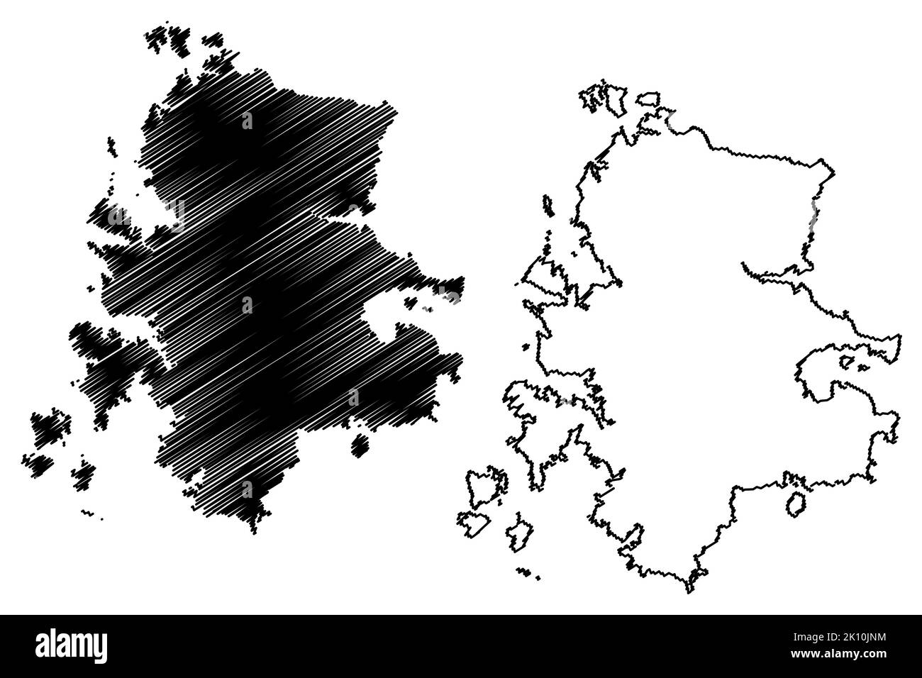 Iki island (Japan, East Asia, Japanese archipelago) map vector illustration, scribble sketch Iki ...