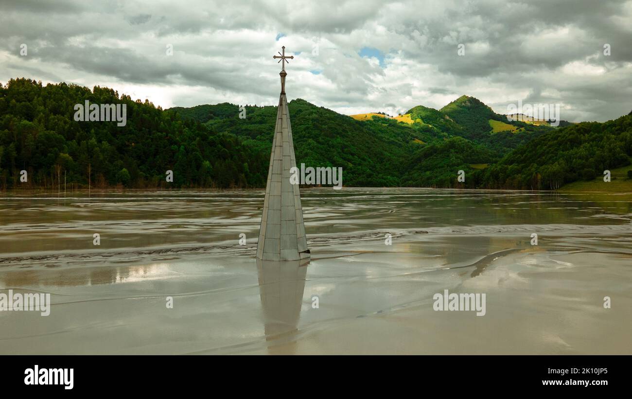 Photography of the flooded Church at Geamana near Rosia Montana ...