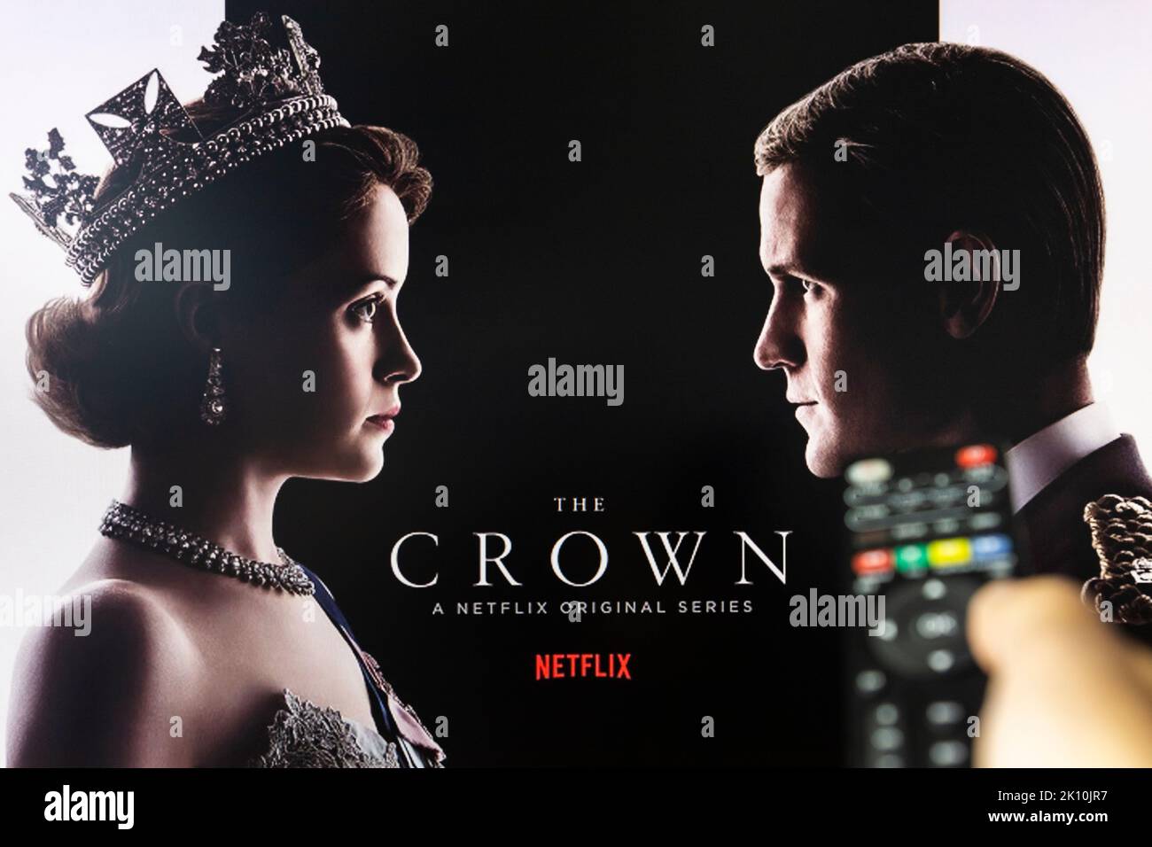 Belgrade, Serbia - September 12, 2022: Watching TV Show The Crown on ...