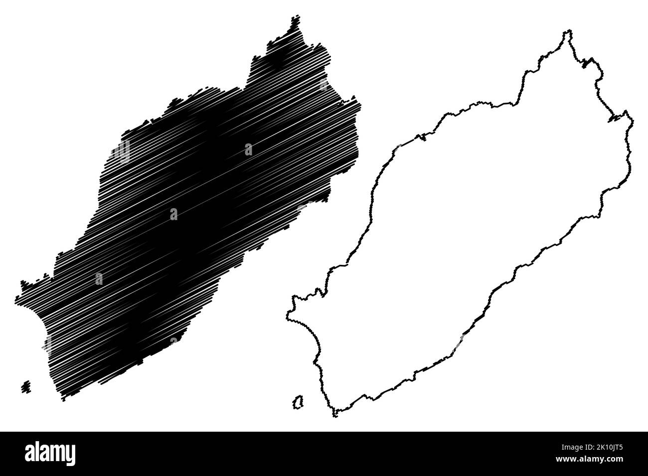 Itsukushima island (Japan, East Asia, Japanese archipelago) map vector illustration, scribble ...