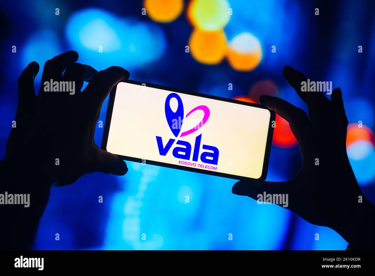 In this photo illustration, the Vala - Telecom of Kosovo - logo is seen ...