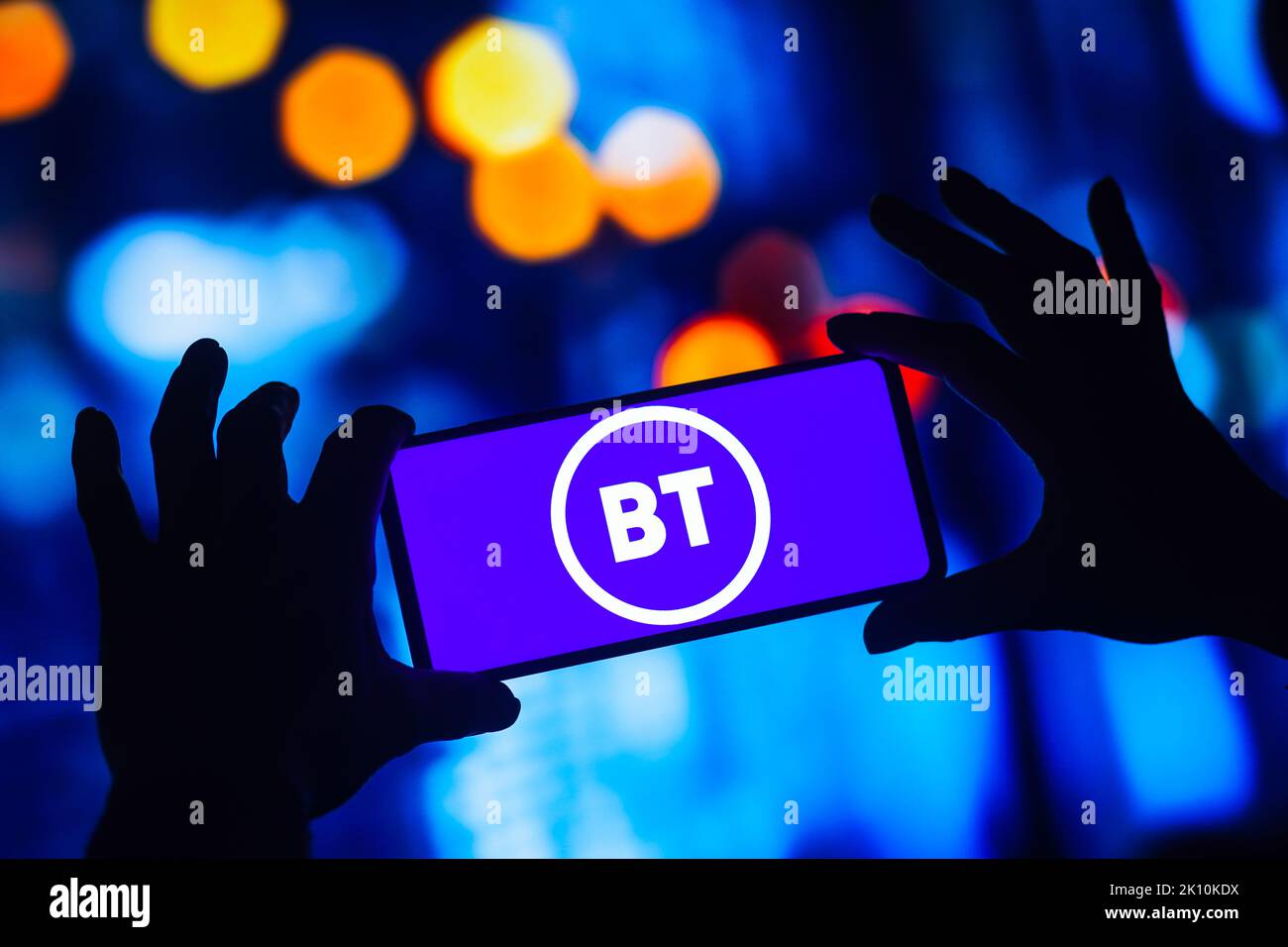 In this photo illustration, the British Telecom (BT) logo is seen ...