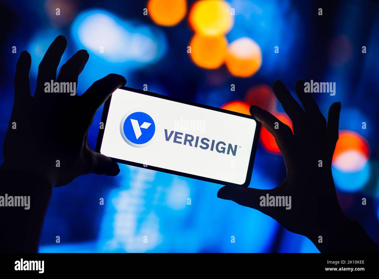 In this photo illustration, the Verisign logo is seen displayed on a ...