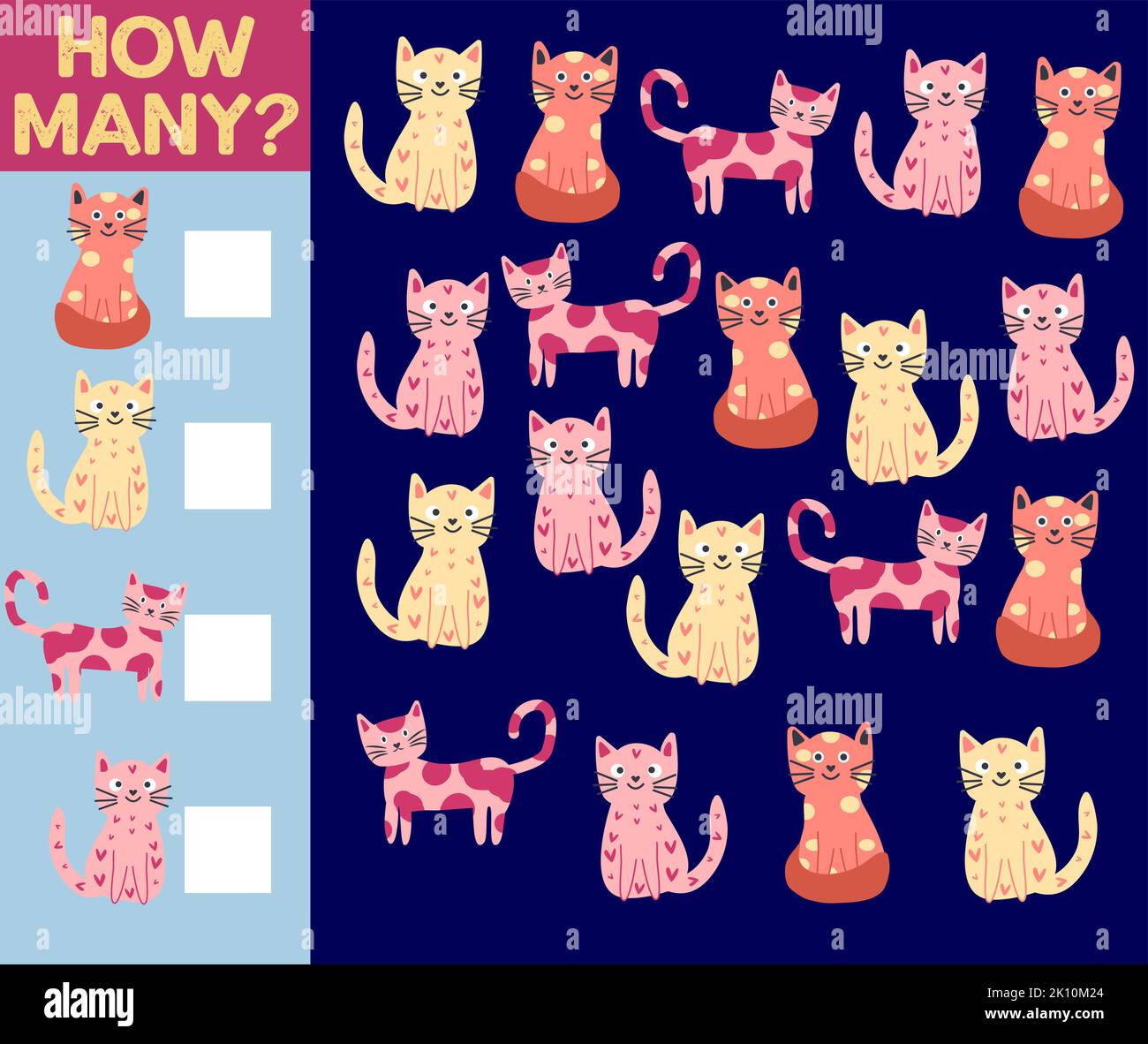 How many Cat, game for children. How many are they game. Count the Cats ...