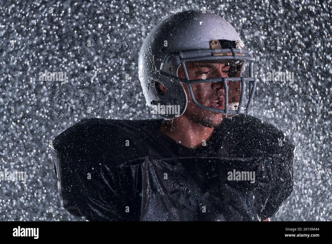 American Football Field: Lonely Athlete Warrior Standing on a Field ...