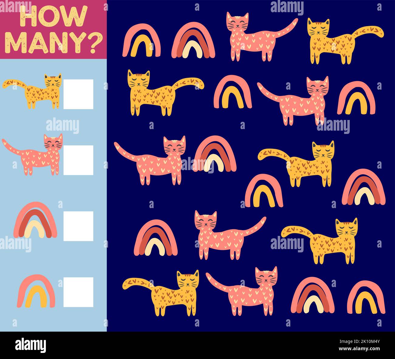 How many Cat, game for children. How many are they game. Count the Cats ...