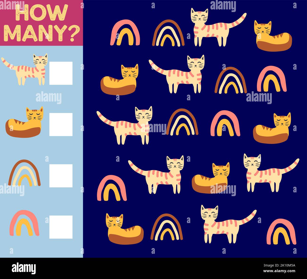 How many Cat, game for children. How many are they game. Count the Cats ...