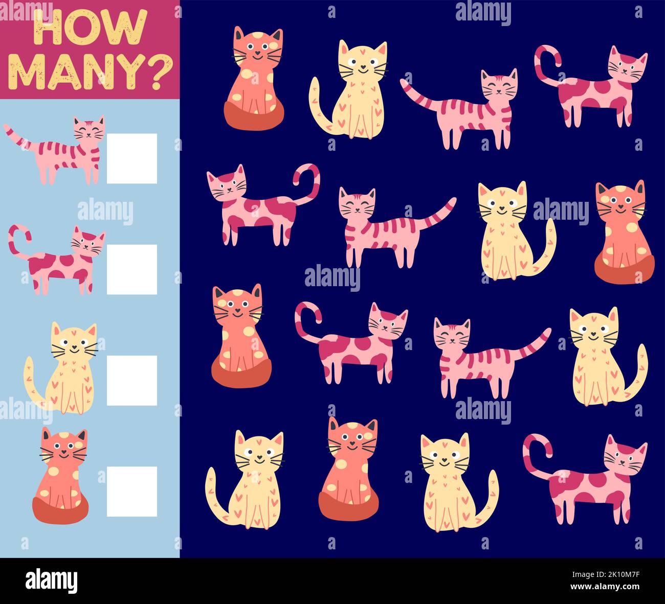 How many Cat, game for children. How many are they game. Count the Cats ...