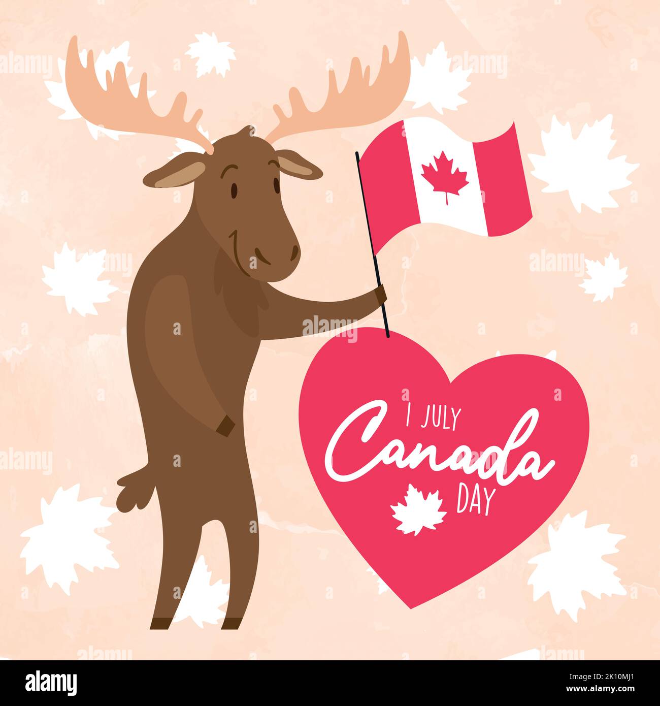Isolated cute moose cartoon holding a canada flag Happy Canada Vector ...