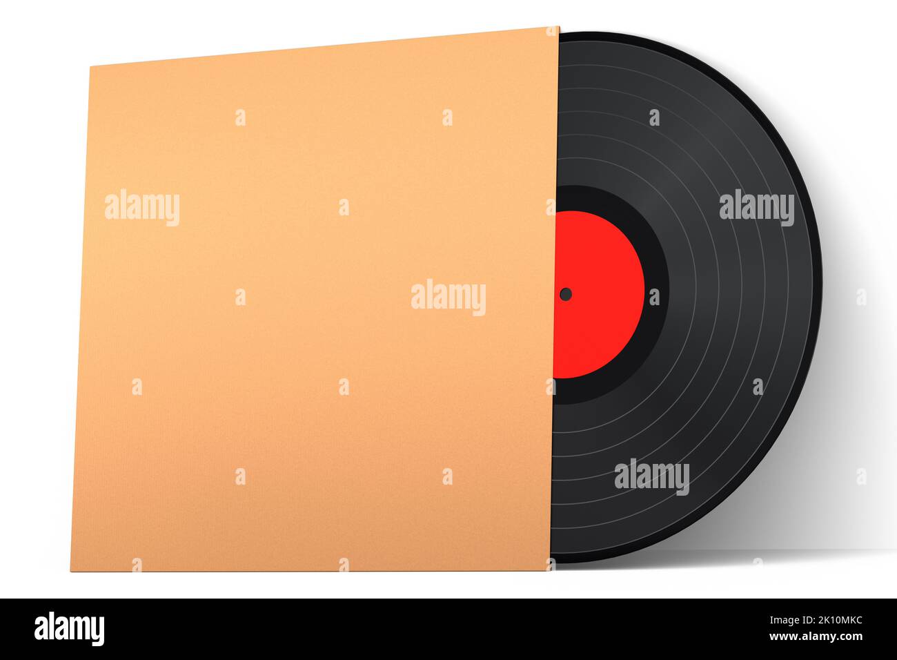 Black vinyl LP record with cover isolated on white background. 3d ...