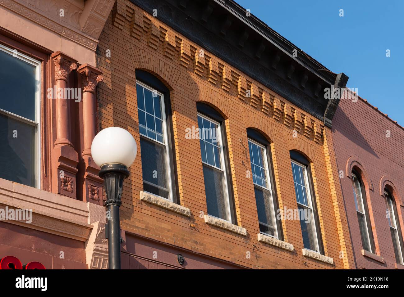 Old downtown storefronts in small Midwest town. Spring Valley, Illinois ...