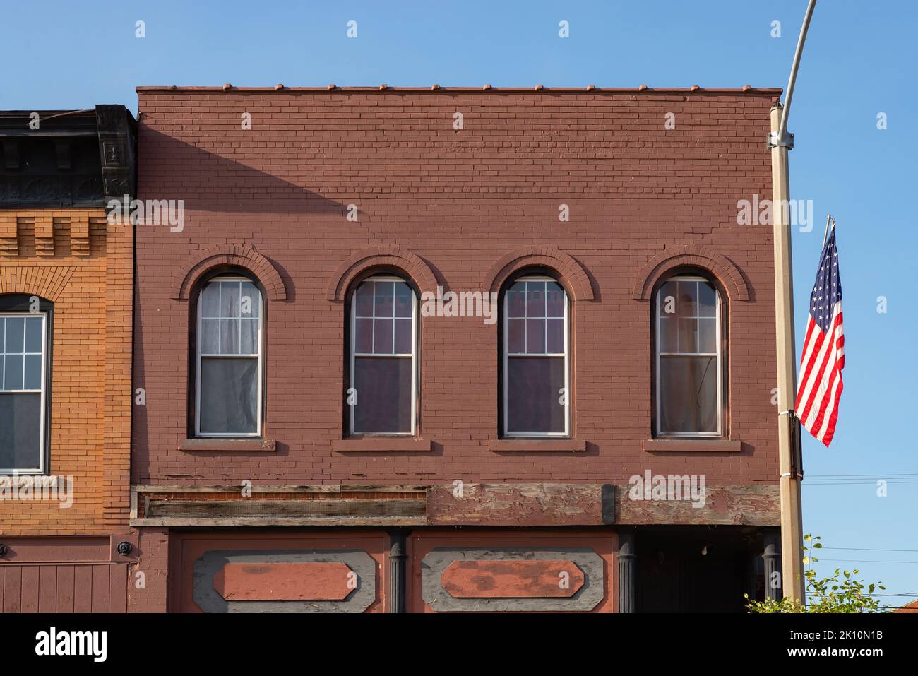 Old downtown storefronts in small Midwest town. Spring Valley, Illinois ...
